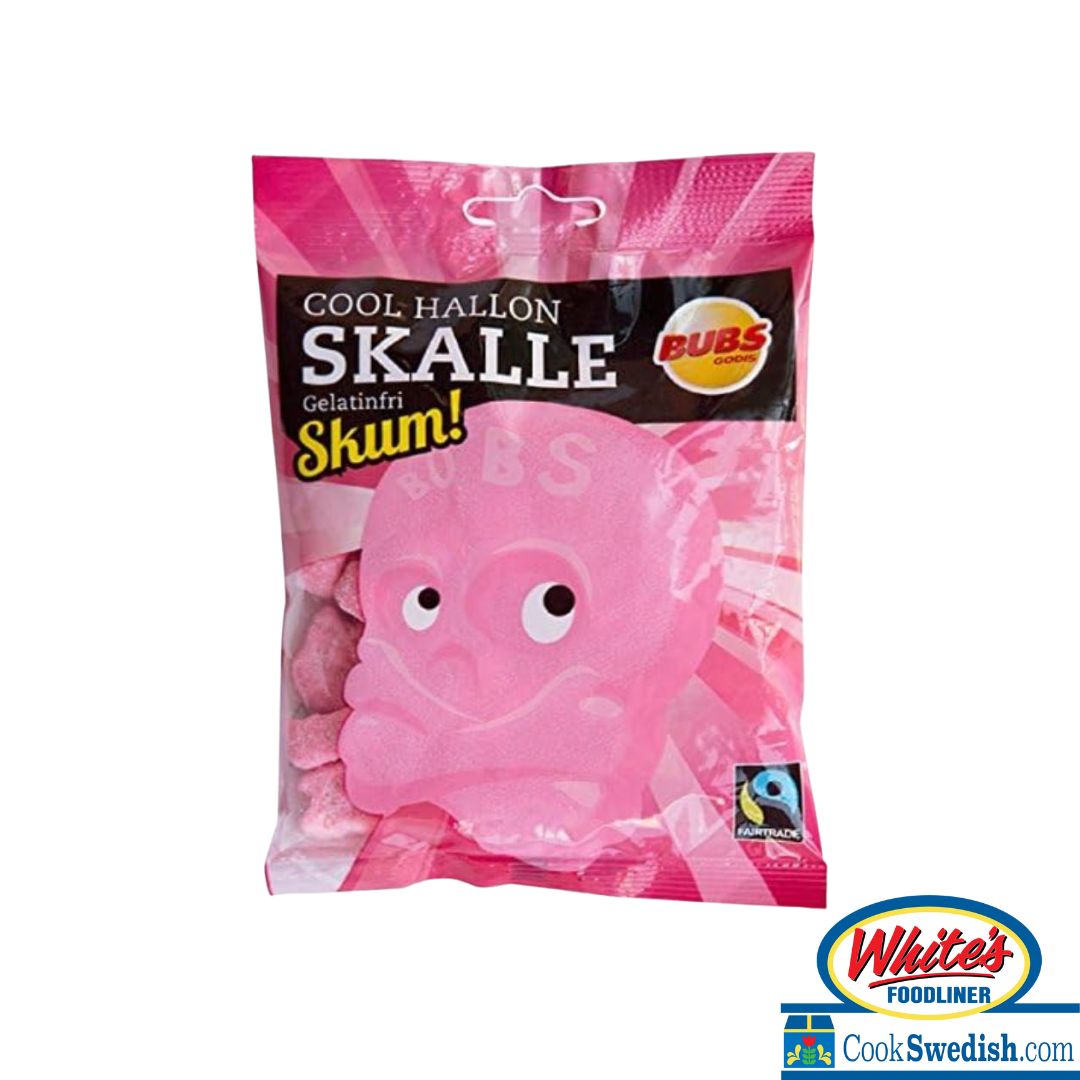 Bubs Cool Hallon Skalle (Raspberry Gummy Skulls), 190g – Cook Swedish