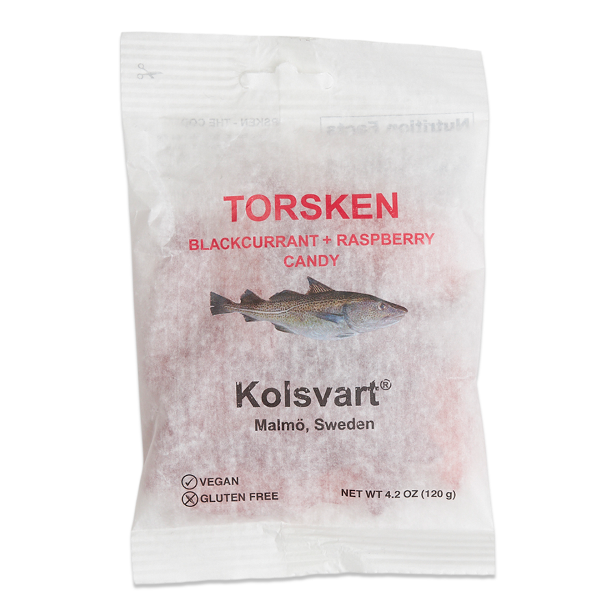 Kolsvart Torsken Blackcurrant & Raspberry Swedish Candy Fish, 4.2oz ...